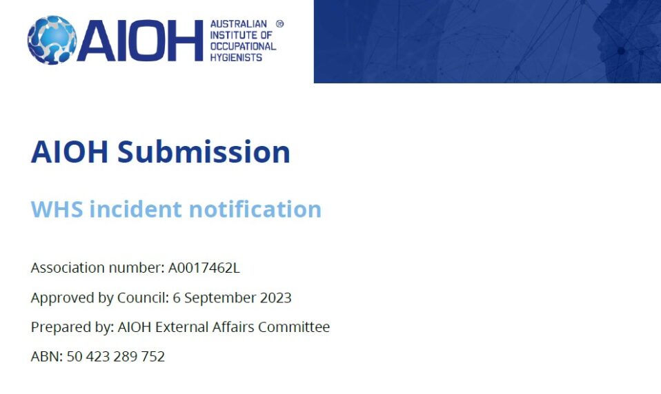 2023 AIOH Submission: WHS incident notification – AIOH