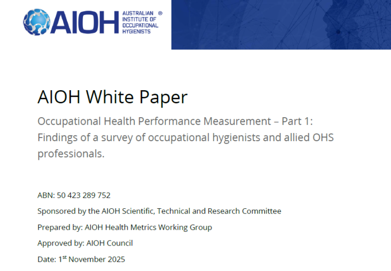 AIOH White Paper – Occupational Health Performance Measurement – Part 1 ...